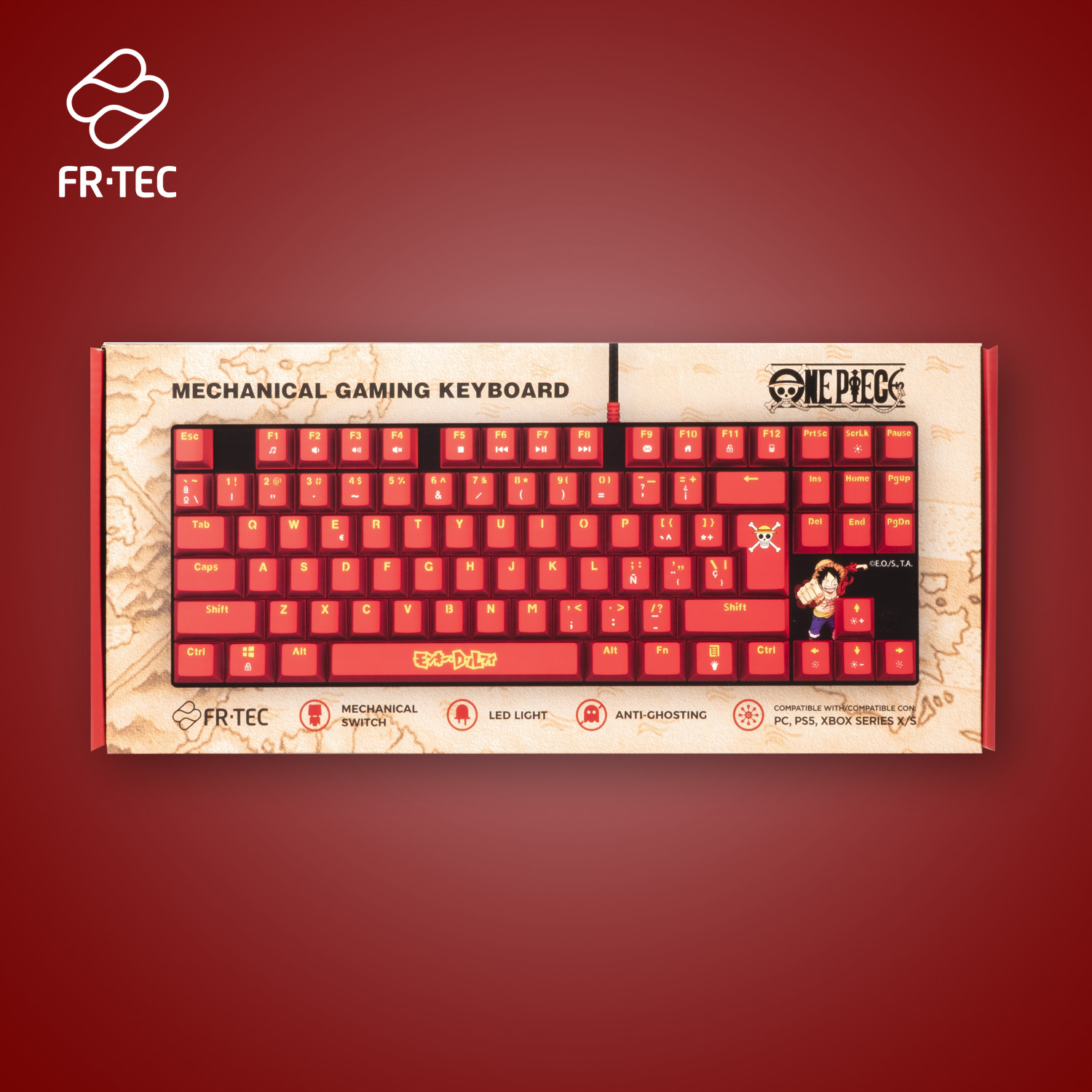 Teclado Mecánico Gaming FR-TEC One Piece Luffy Rojo – Reestreno Tecnológico